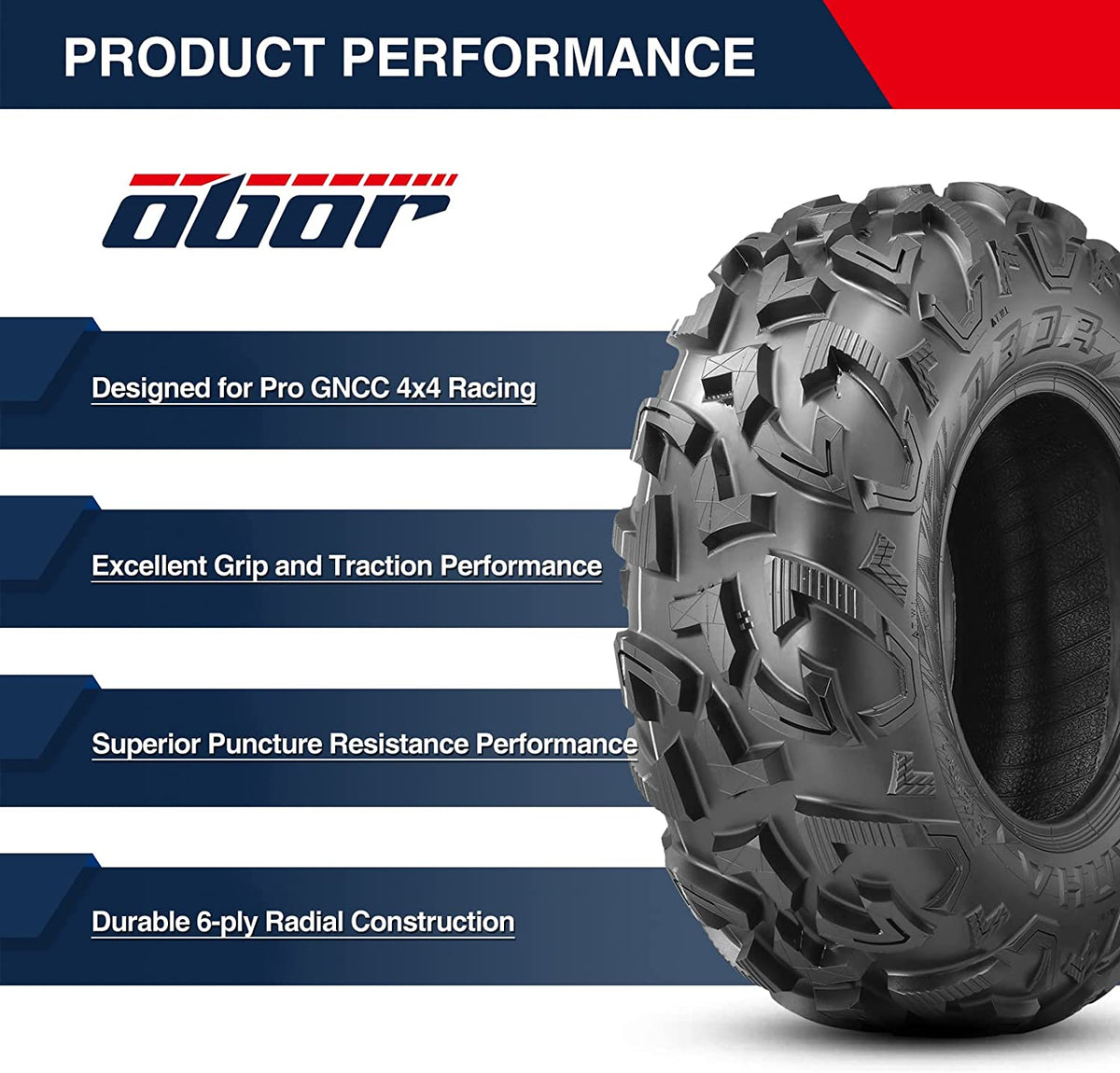 OBOR Piranha 6PR ATV UTV Tires GNCC Racing Tires 25x8R12, , 25x8x12 6PR ...